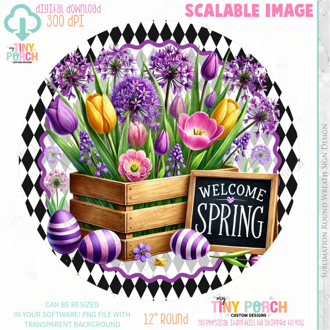 Welcome Spring Tulips PNG Wreath Sign (digital Download) - Etsy