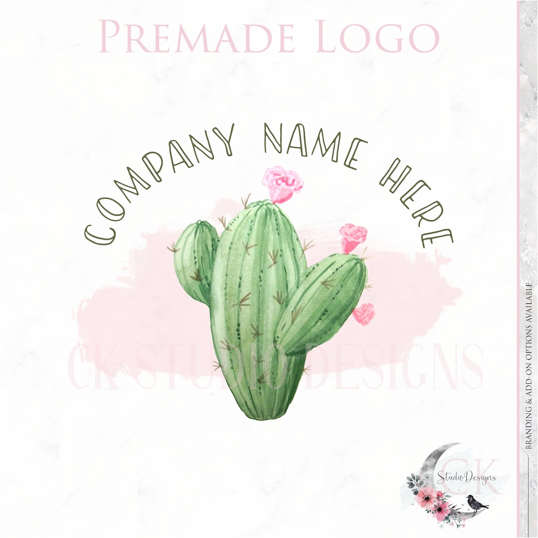 Premade Logo Watermark Boutique Logo, Cactus Logo, Watercolor Logo ...