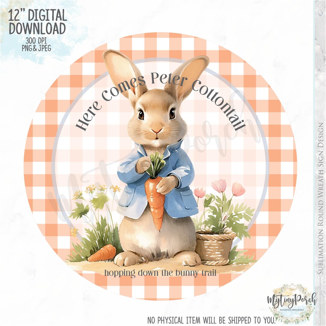 Easter Sign, Peter Rabbit Sign, Wreath Signs, Instant Download, Front ...
