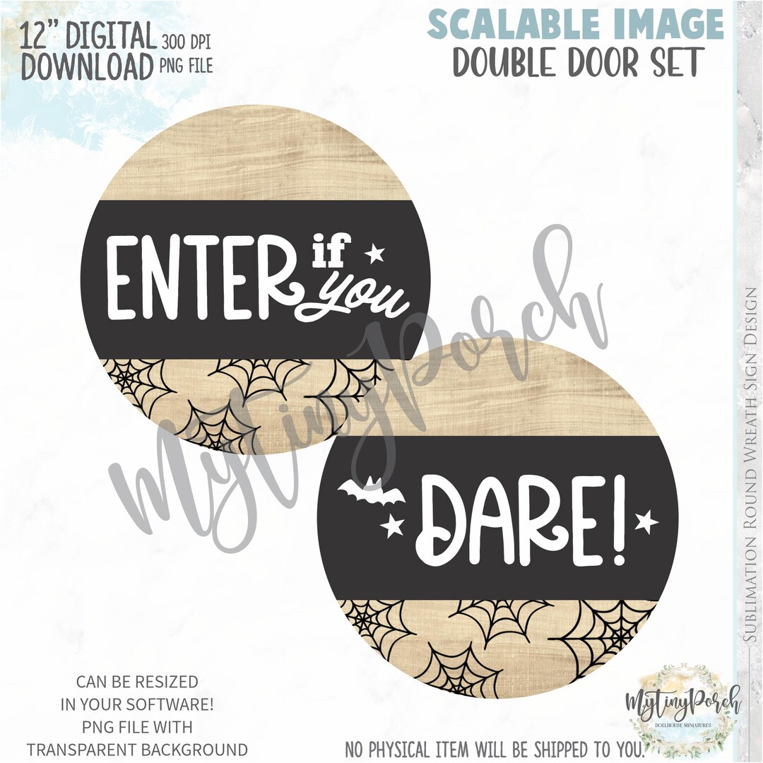 Halloween Double Door PNG Wreath Sign Set, Fall Double Door Sign ...