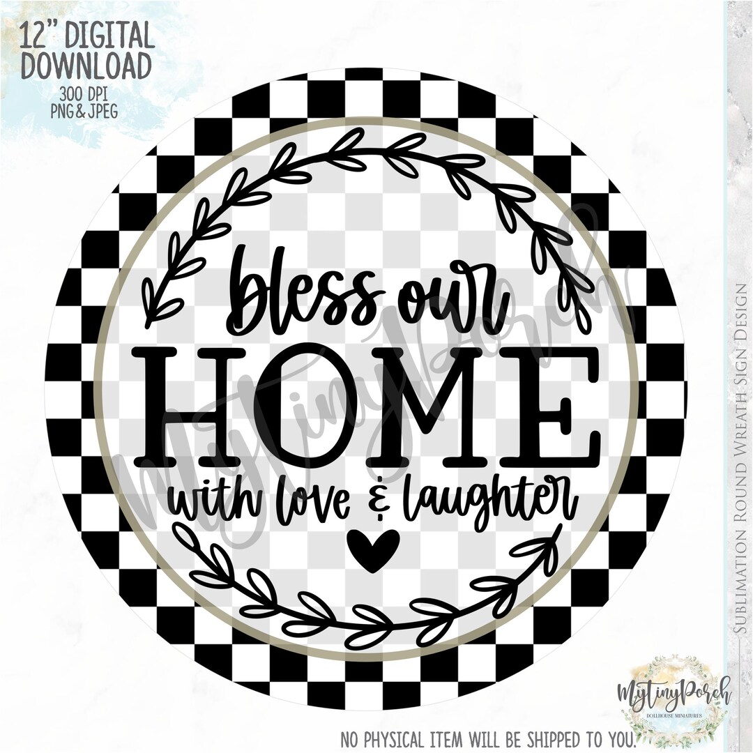 Sublimation Sign, Welcome Wreath PNG, Bless or Home Wreath Signs ...