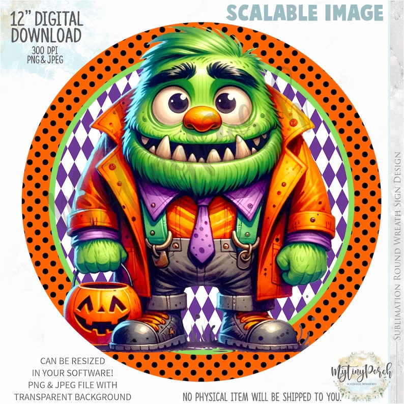 Halloween Monster Wreath Sign PNG: Fall Design (digital Download) - Etsy