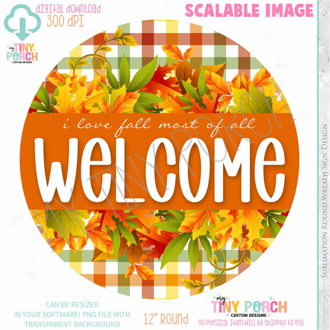 Welcome Fall Wreath Sign PNG: Autumn Decor (digital Download) - Etsy