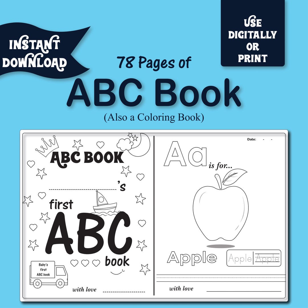 Printable Baby Shower Coloring Book - 78 Pages, A to Z Alphabet Fun ...