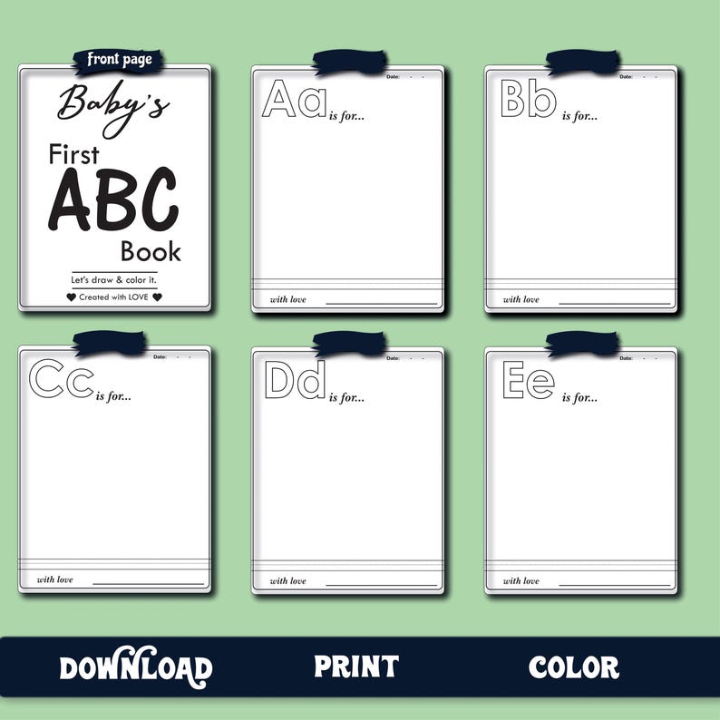 Baby Shower Blank ABC Book, First Alphabet Book, Baby's First ABC Book ...