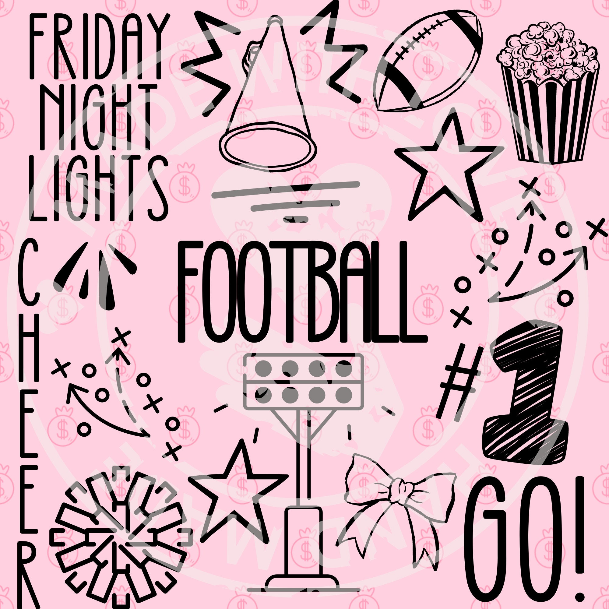 Doodle Football/cheer Svgs - Etsy