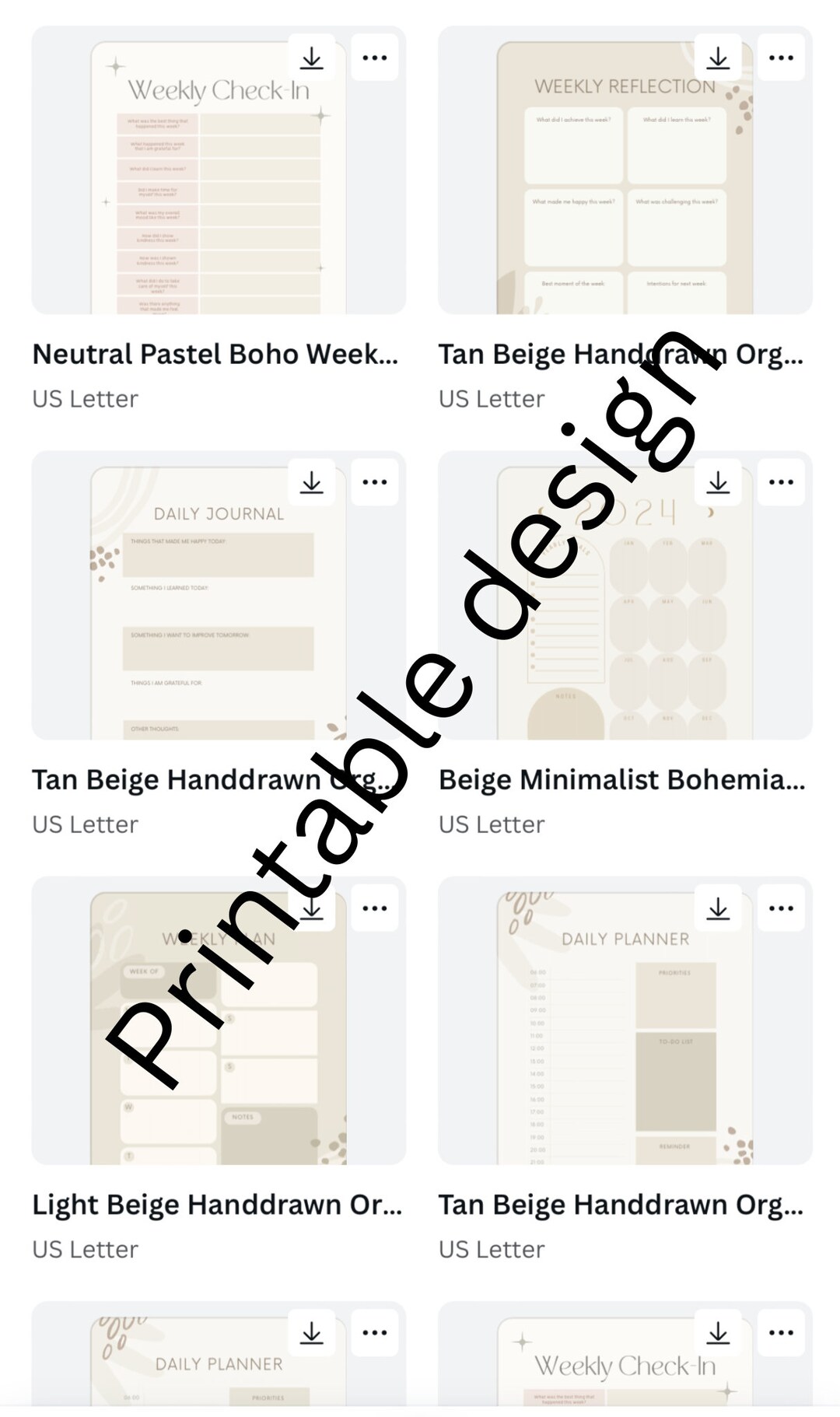 Minimalist, Neutral Printable Planner, Daily, Weekly, Monthly, Yearly ...
