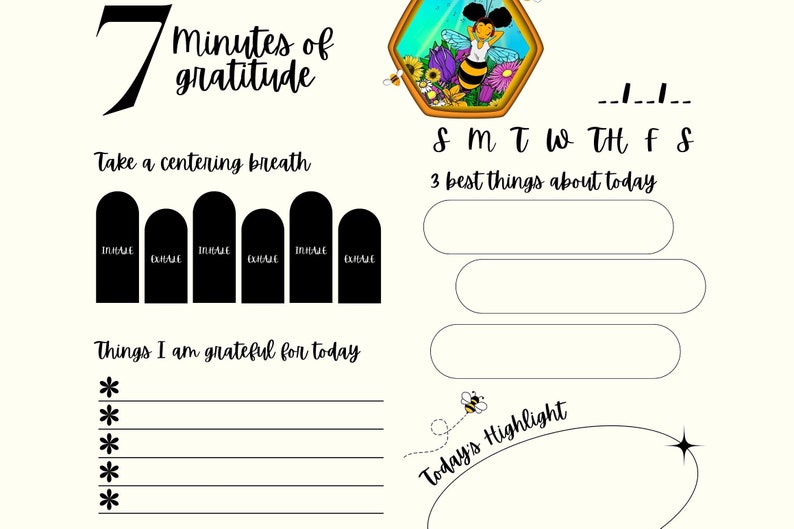 Bee Lovers Daily Gratitude Printable Pages Bullet Journal - Etsy