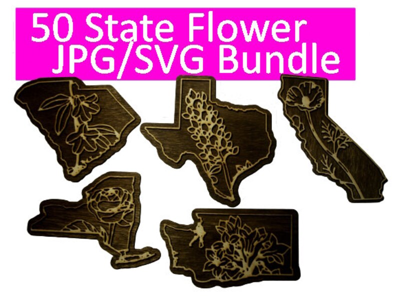 State Flower SVG / Laser Cut Files Bundle 50 United States - Etsy