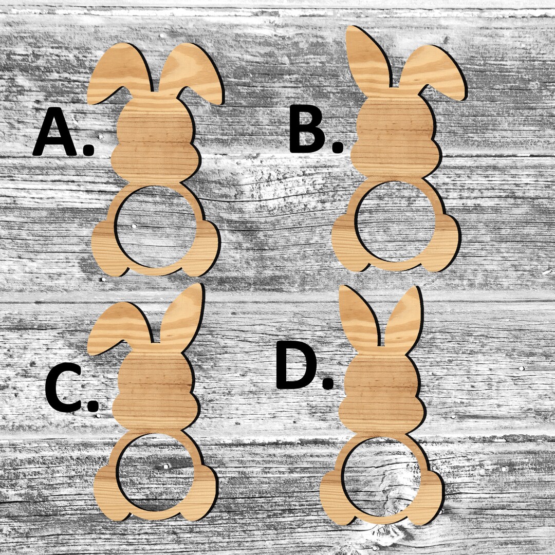 Unfinished Bunny Rabbits With Hole or Painted Wood Cutouts Set Wooden ...