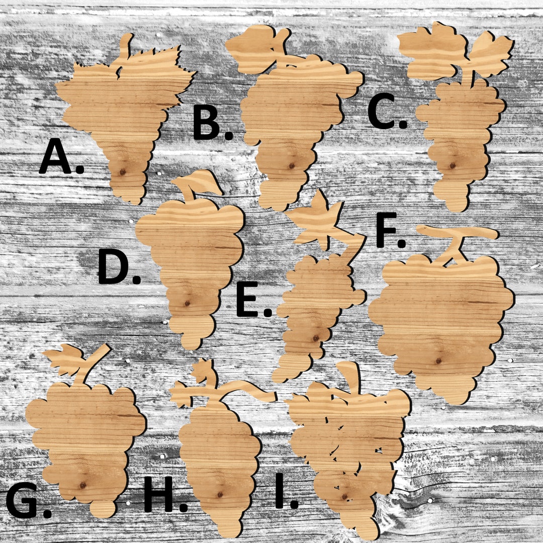 Unfinished Grape Cluster or Painted Wood Cutouts Wooden Grapes Ornament ...