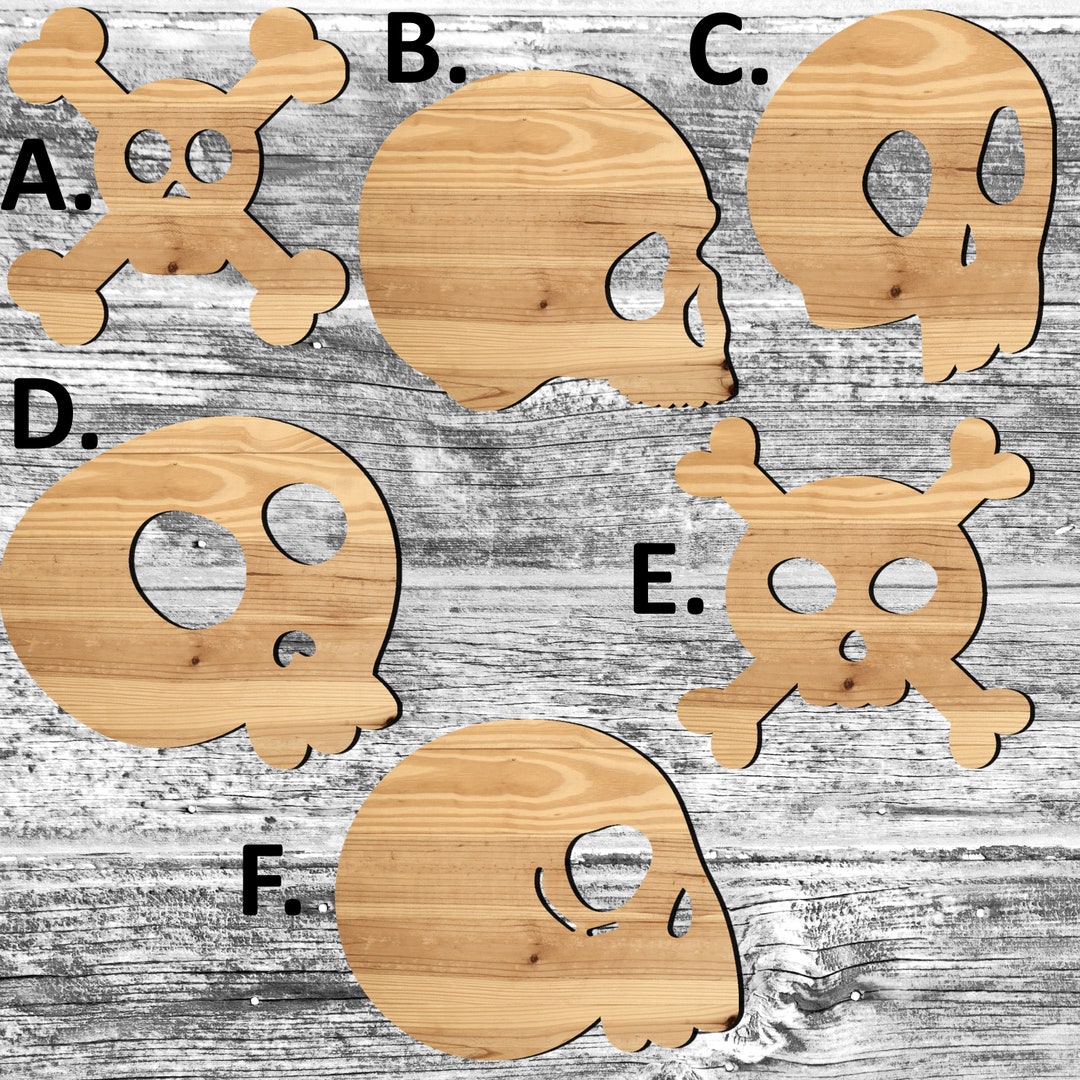 Unfinished Halloween Skull or Painted Wood Cutouts Set Wooden Skulls ...