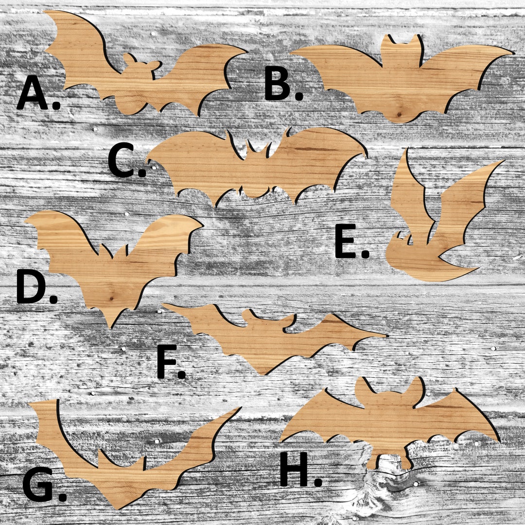 Unfinished Bat or Painted Wood Cutouts Set Wooden Bats Bat Ornament Bat ...