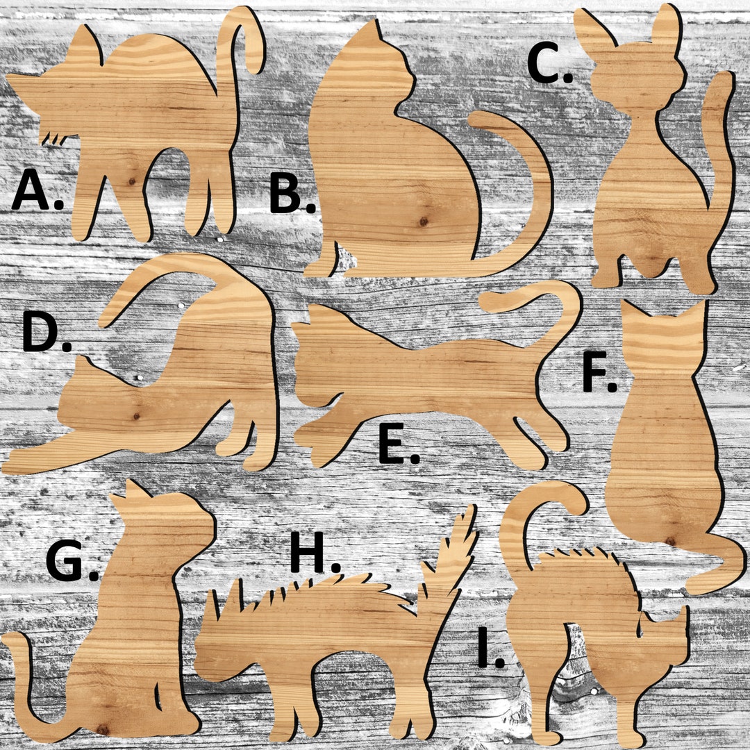 Unfinished Feline Cat or Painted Wood Cutouts Set Wooden Cats Cat ...