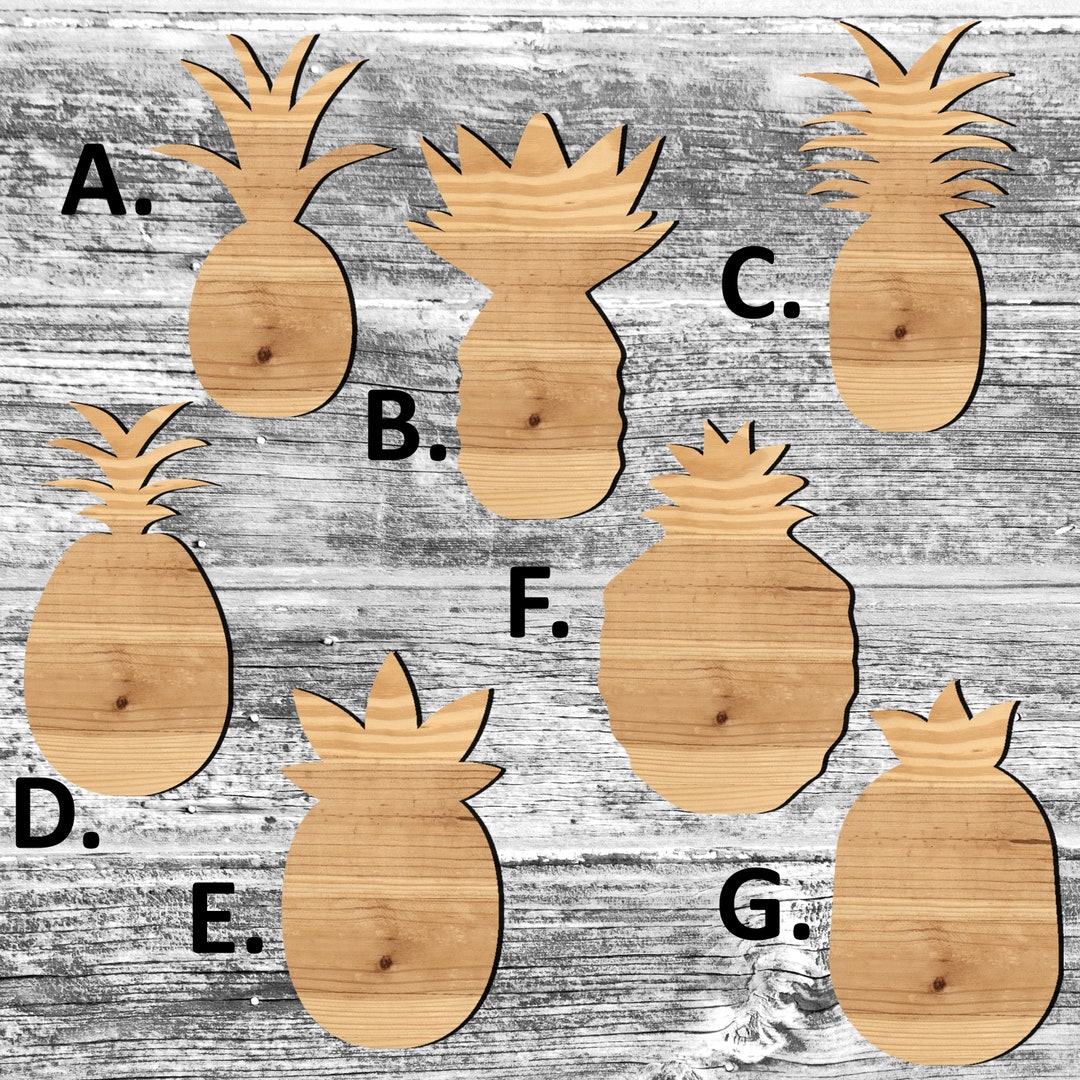 Unfinished Pineapple or Painted Wood Cutouts Wooden Pineapples Ornament ...