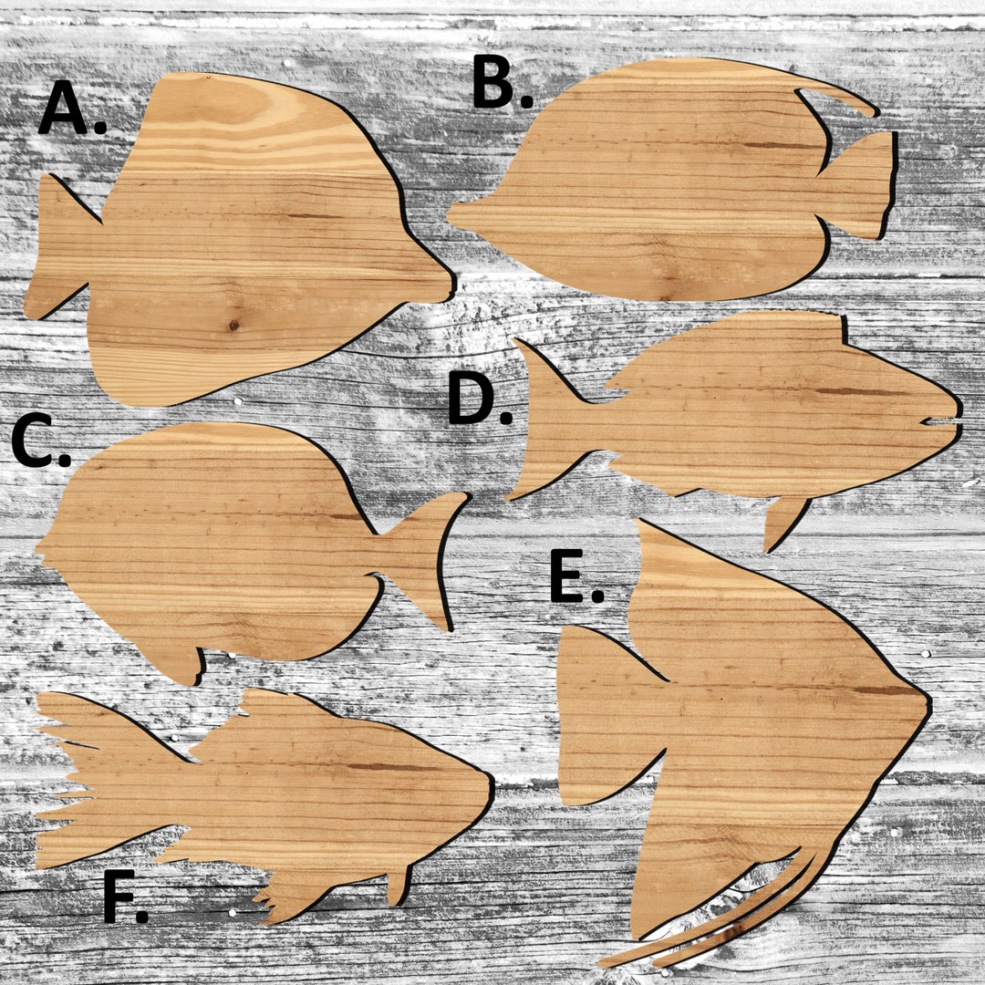 Unfinished Fish or Painted Wood Cutouts Set, Wooden Fish, Fish Ornament ...