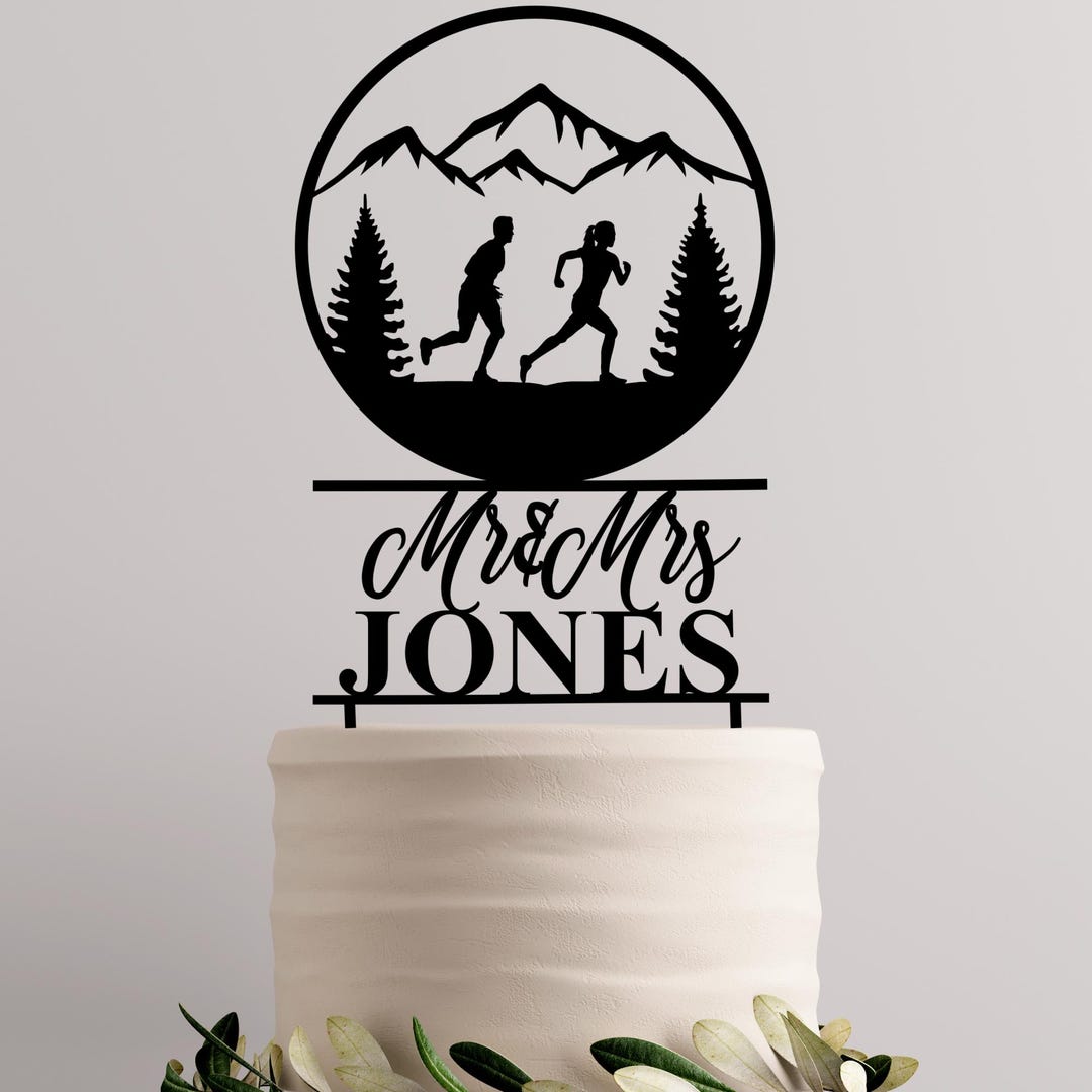 Wedding Running Cake Topper, Runner Name Topper, Custom Topper ...
