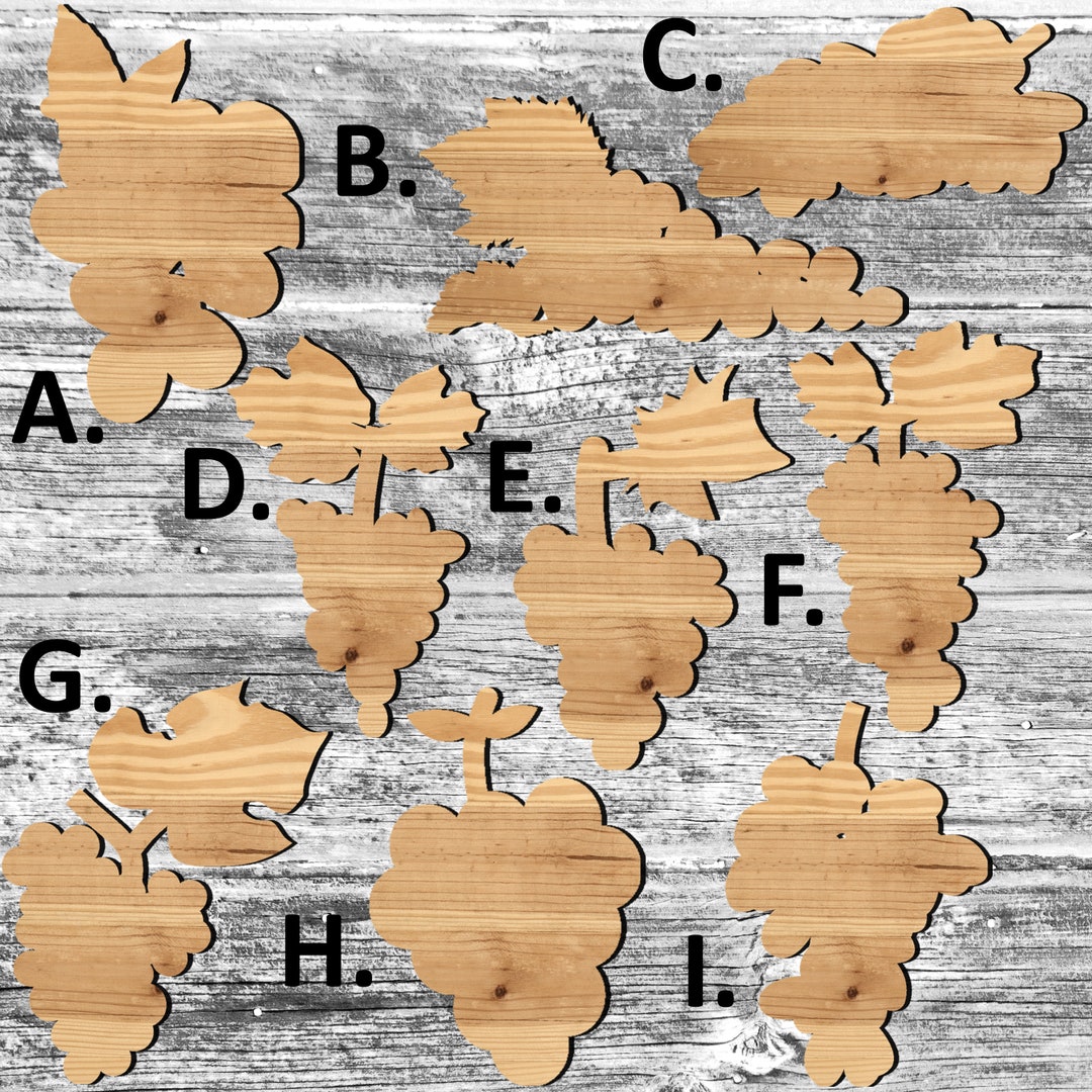 Unfinished Grape Cluster or Painted Wood Cutouts Wooden Grapes Ornament ...