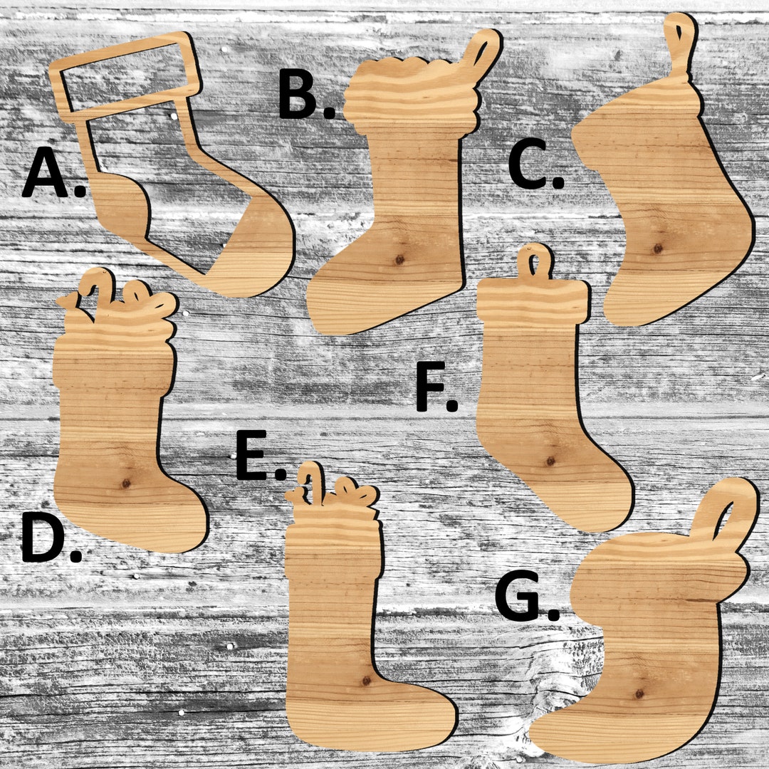 Unfinished Christmas Stockings or Painted Wood Cutouts Set Wooden Socks ...