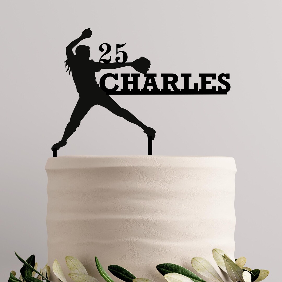 Softball Cake Topper, Soft Ball Topper, Custom Topper, Personalized ...