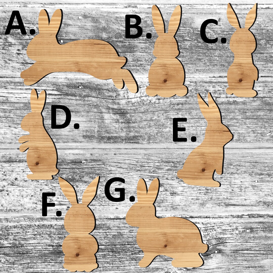 Unfinished Bunny Rabbits or Painted Wood Cutouts Set Wooden Houses ...