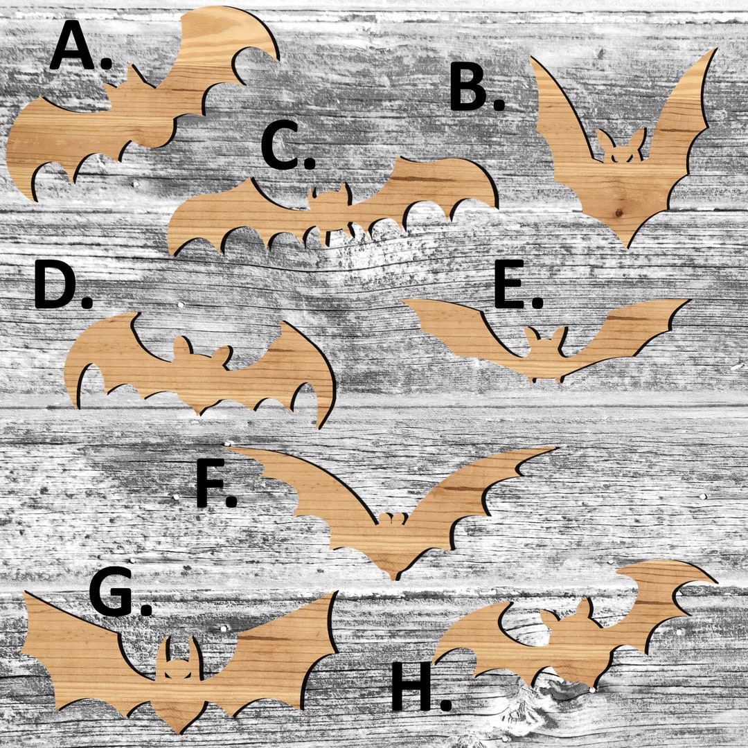 Unfinished Bat or Painted Wood Cutouts Set Wooden Bats Bat Ornament Bat ...