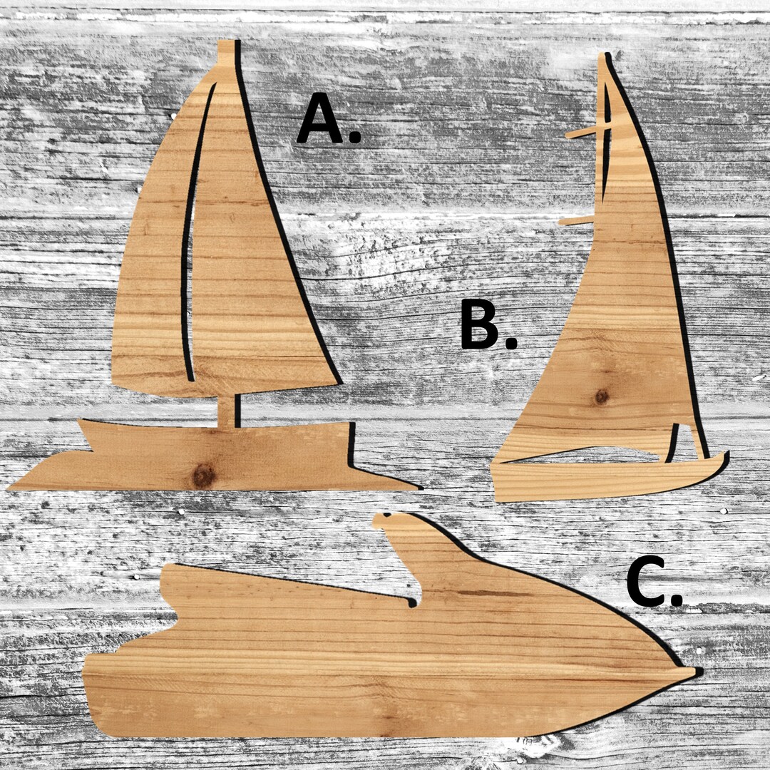 Unfinished Boat or Painted Wood Cutouts Set, Wooden Sailboat Jet Ski ...