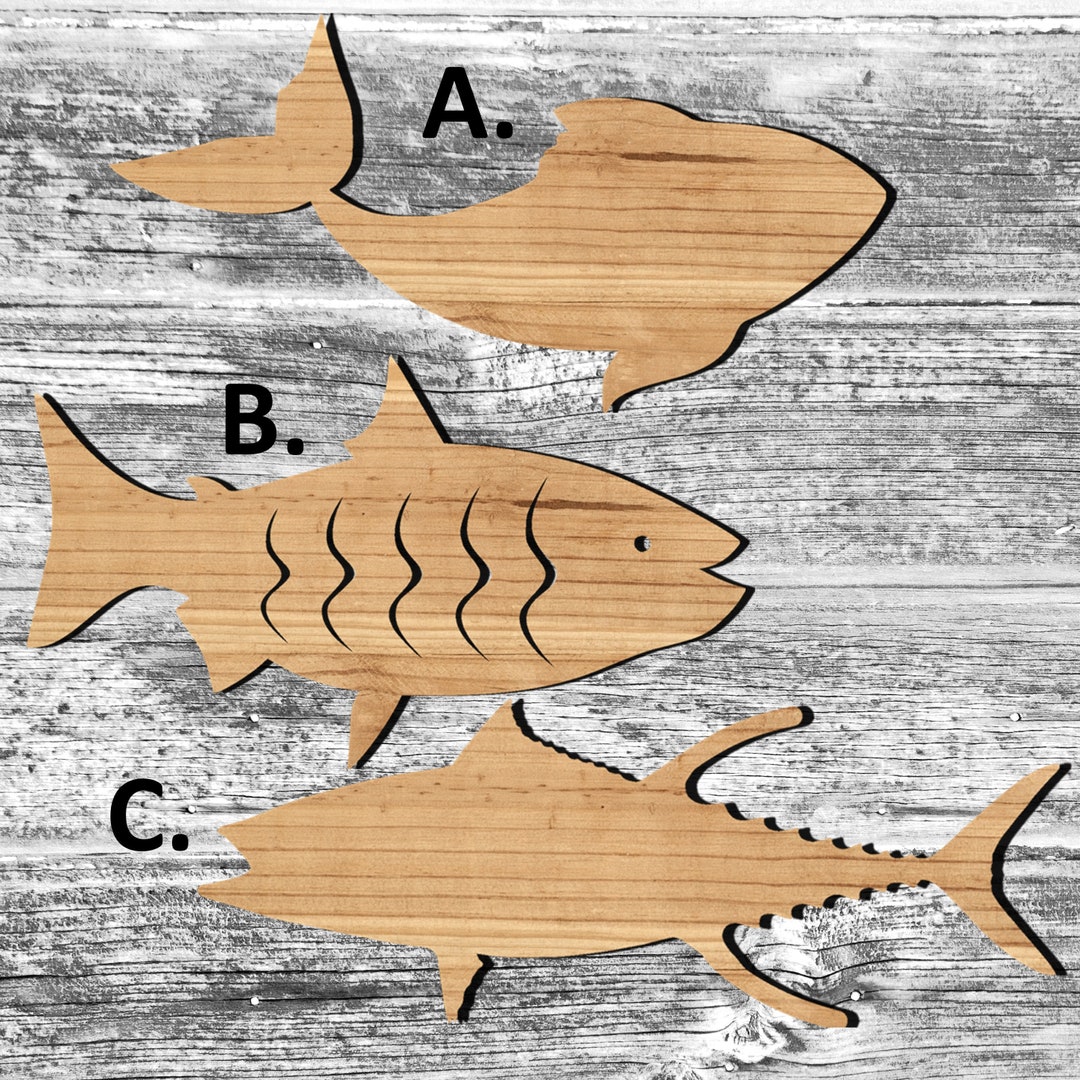 Unfinished Fish or Painted Wood Cutouts Set, Wooden Fish, Fish Ornament ...