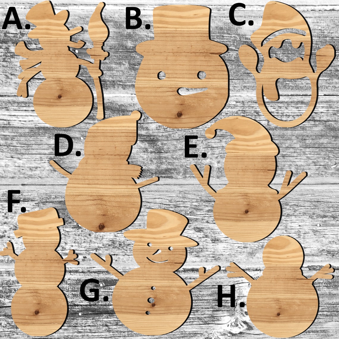 Unfinished Snowmen or Painted Wood Cutouts Set Wooden Snowmen Snow Man ...