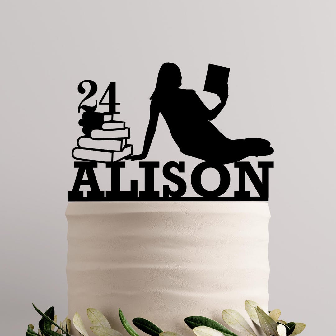 Woman Reading Cake Topper, Lady Reader Topper, Custom Topper ...