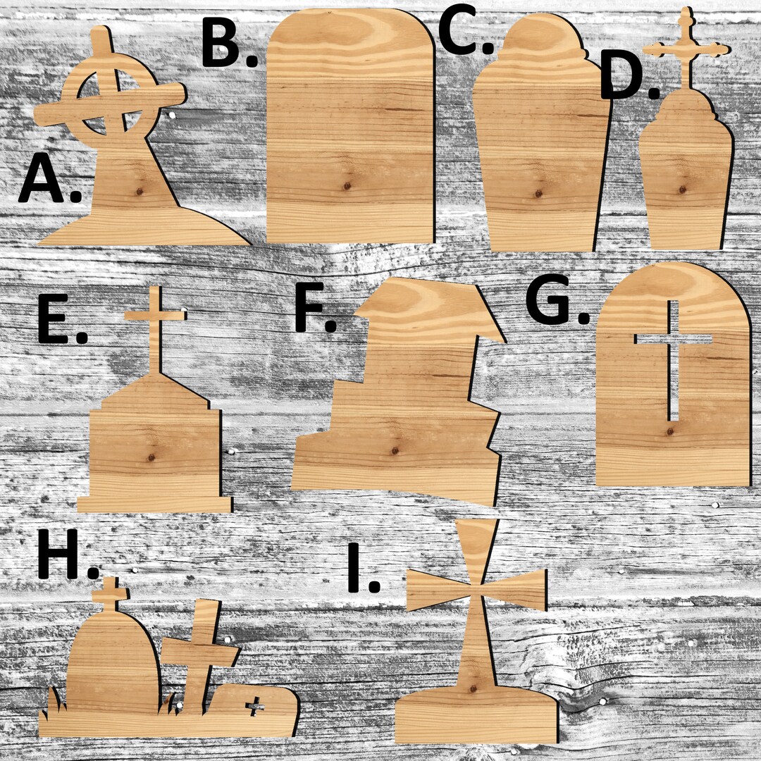 Unfinished Tombstone Painted Wood Cutout Wooden Grave Tomb Stone ...