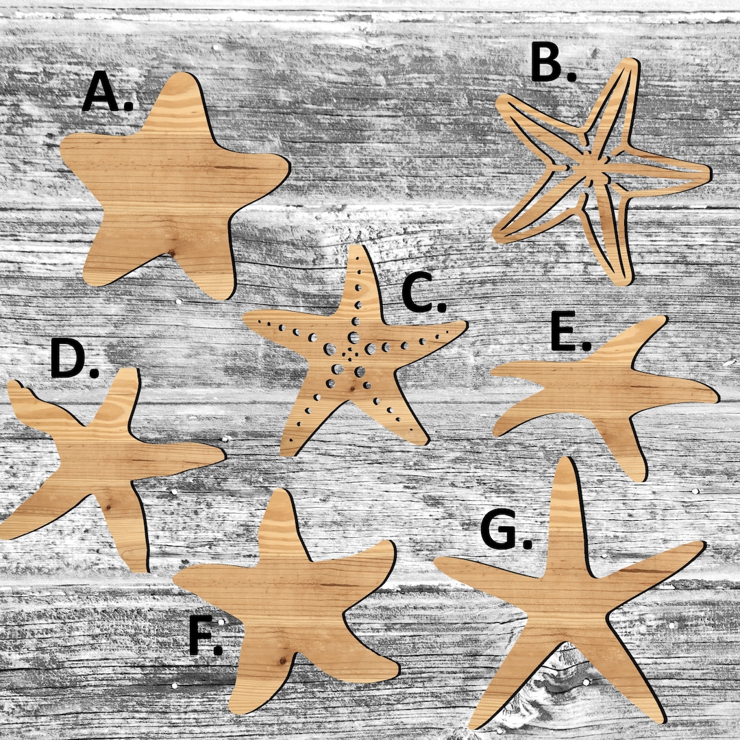 Unfinished Starfish or Painted Wood Cutouts Set, Wooden Star Fish ...
