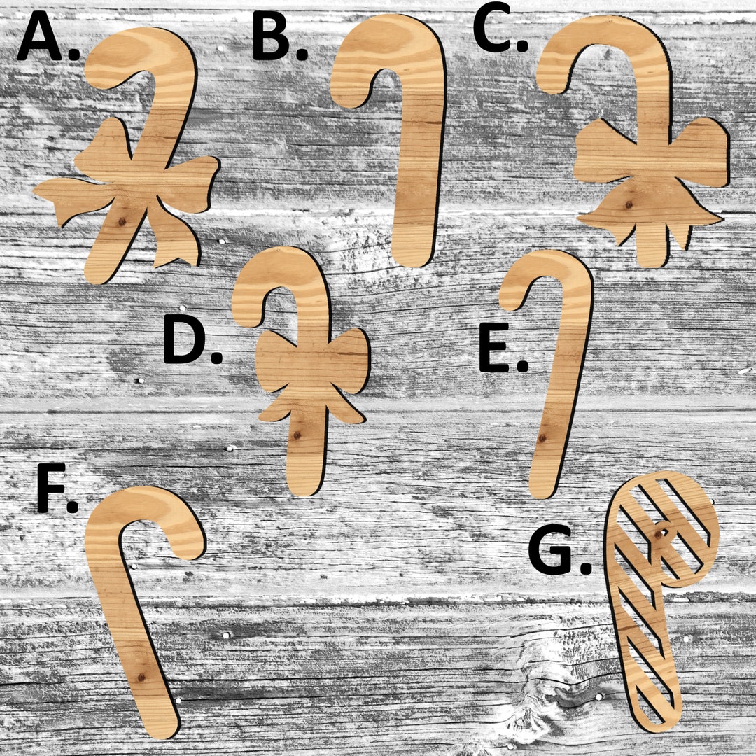 Unfinished Candy Cane or Painted Wood Cutouts Set Wooden Candy Cane ...