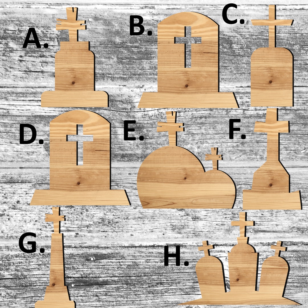 Unfinished Tombstone Painted Wood Cutout Wooden Grave Tomb Stone ...