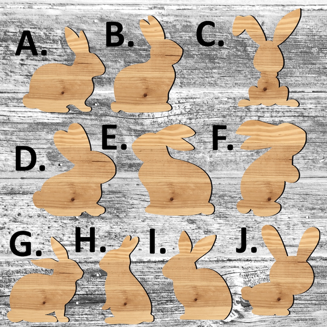 Unfinished Bunny Rabbits or Painted Wood Cutouts Set Wooden Houses ...