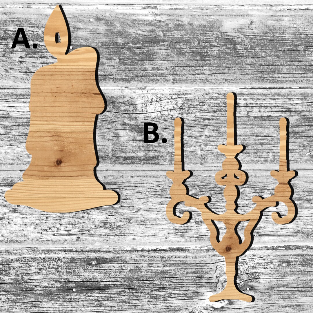 Unfinished Candle or Painted Wood Cutouts Set Wooden Candles Candle ...