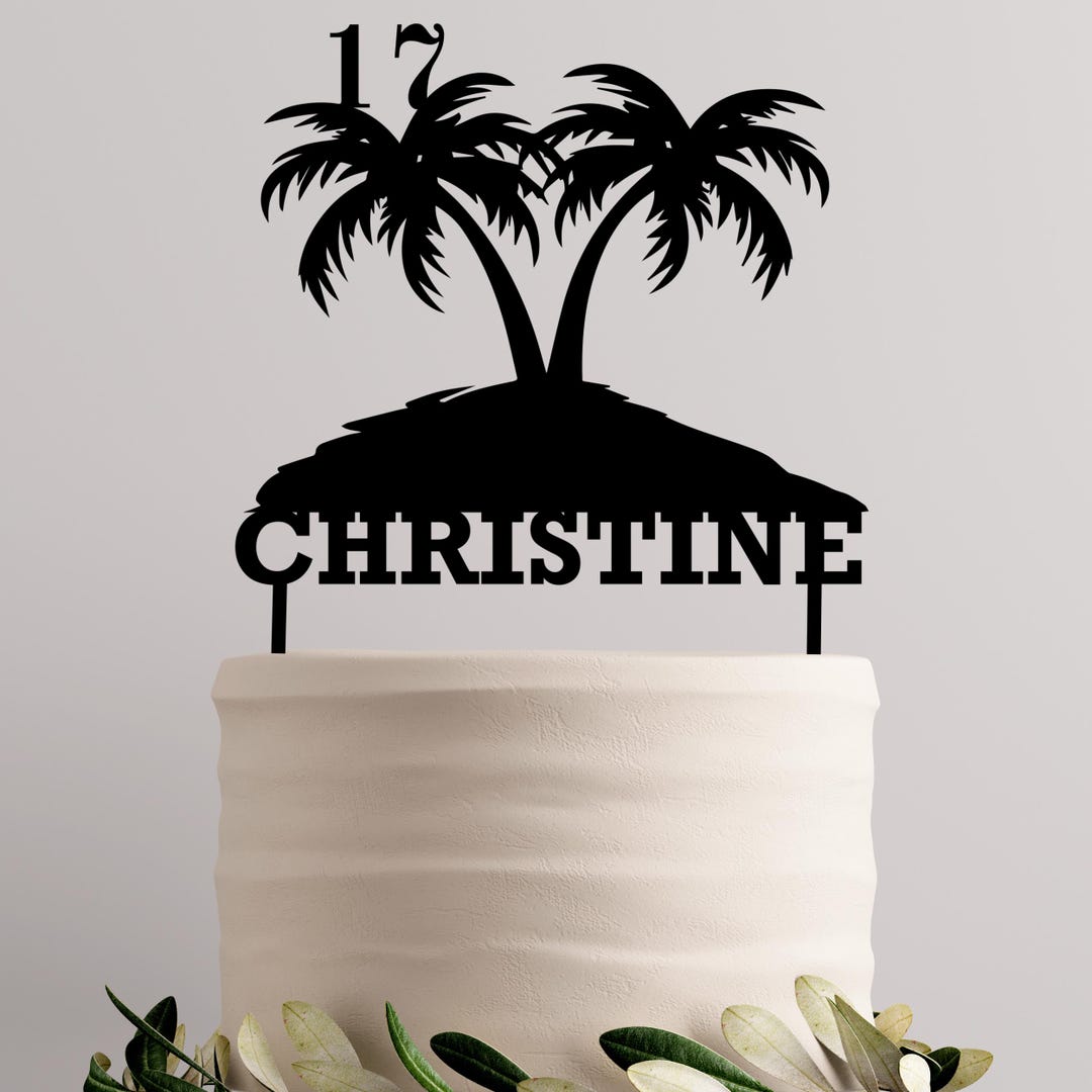 Tropical Island Cake Topper, Wedding Name Topper, Custom Topper ...