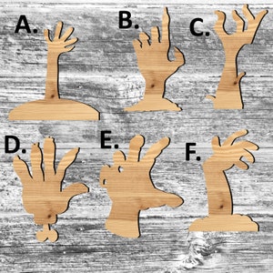 Unfinished Monster Zombie Hand or Painted Wood Cutouts Set Wooden Hands ...