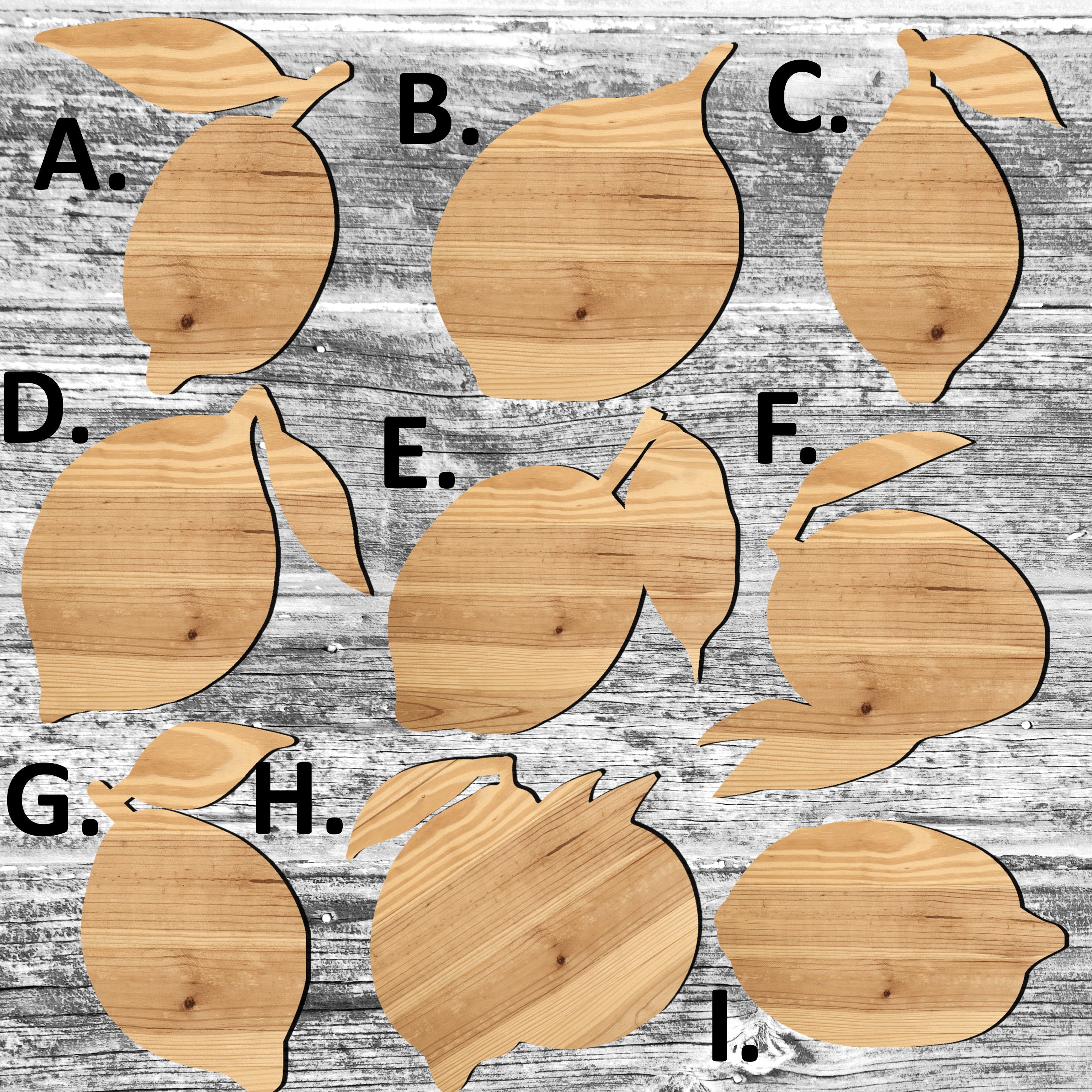 Unfinished Lemon Lime or Painted Wood Cutouts Wooden Lemons Ornament ...