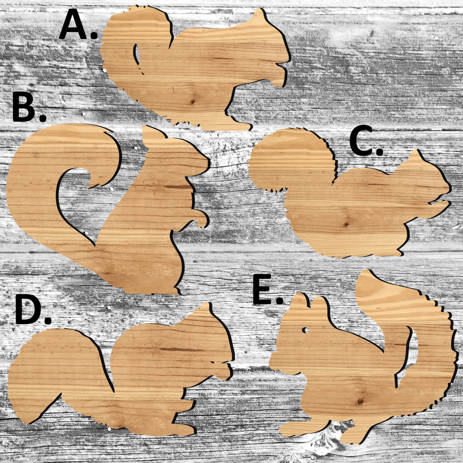 Unfinished Squirrels or Painted Wood Cutouts Set Wooden Squirrels ...