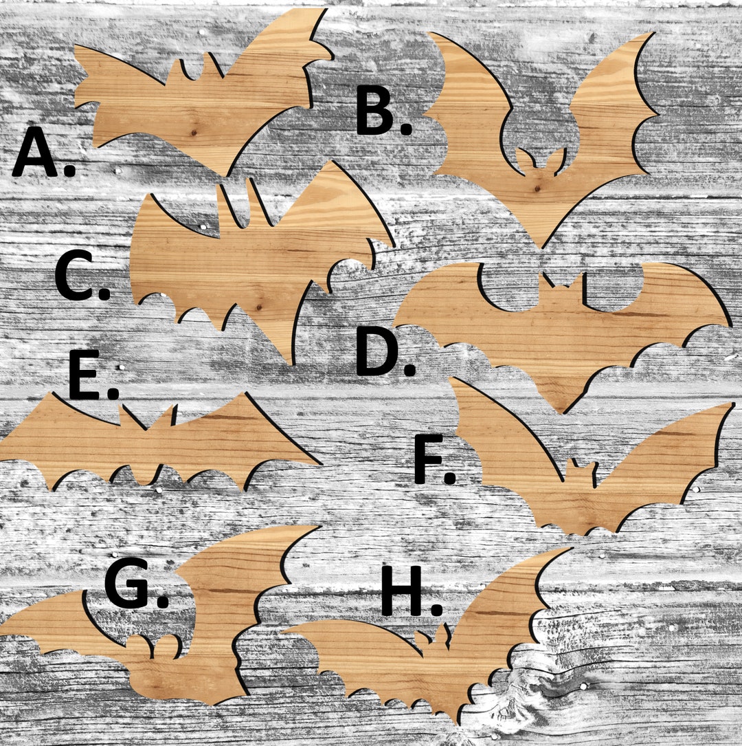Unfinished Bat or Painted Wood Cutouts Set Wooden Bats Bat Ornament Bat ...