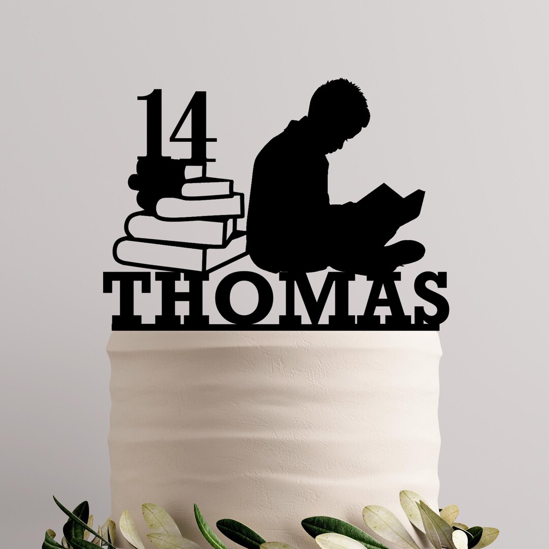 Boy Reading Cake Topper, Reader Cake Topper, Custom Topper ...