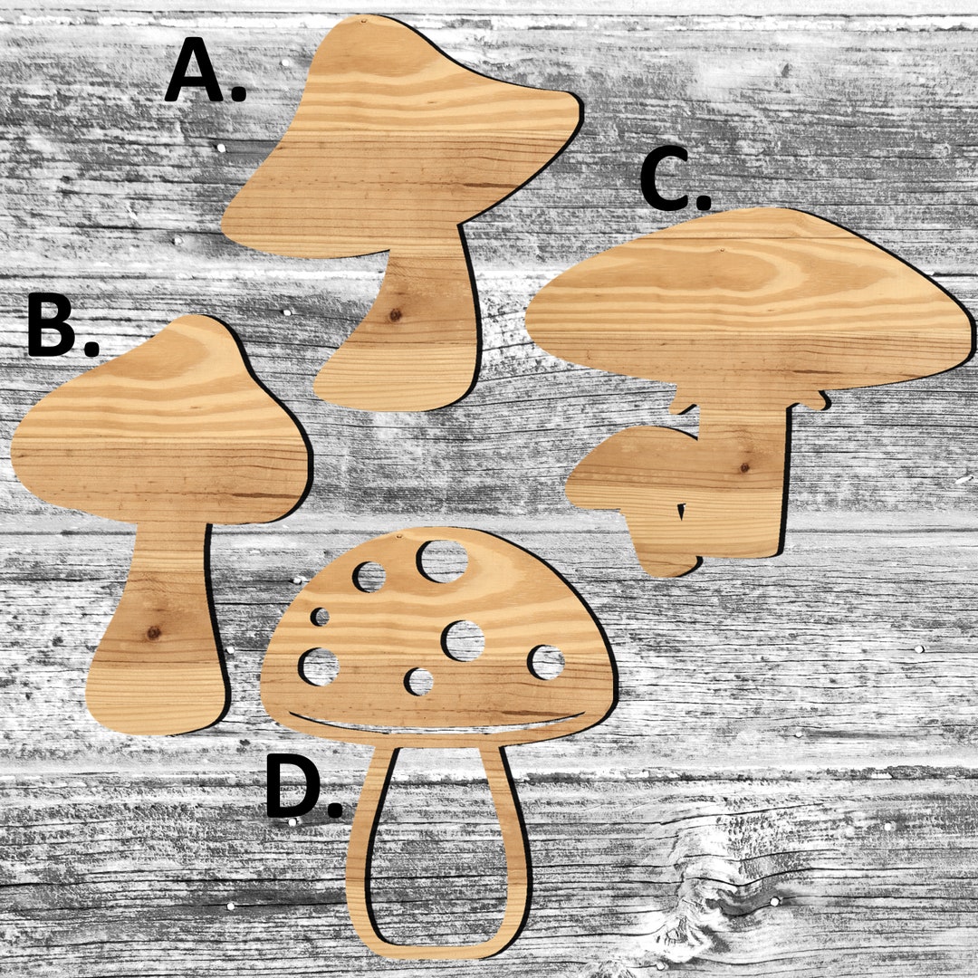 Unfinished Mushroom or Painted Wood Cutouts Set Wooden Mushroom ...