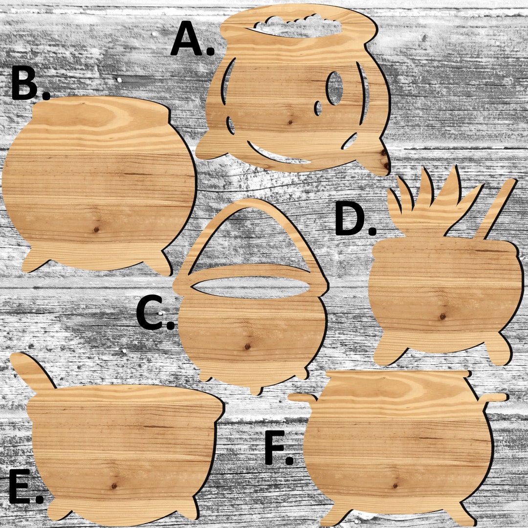 Unfinished Witch's Cauldron or Painted Wood Cutouts Set Wooden ...