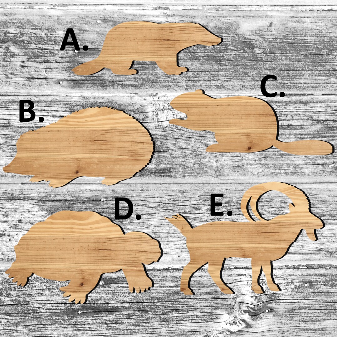Unfinished Turtle Hedgehog Beaver Badger Goat or Painted Wood Cutouts ...
