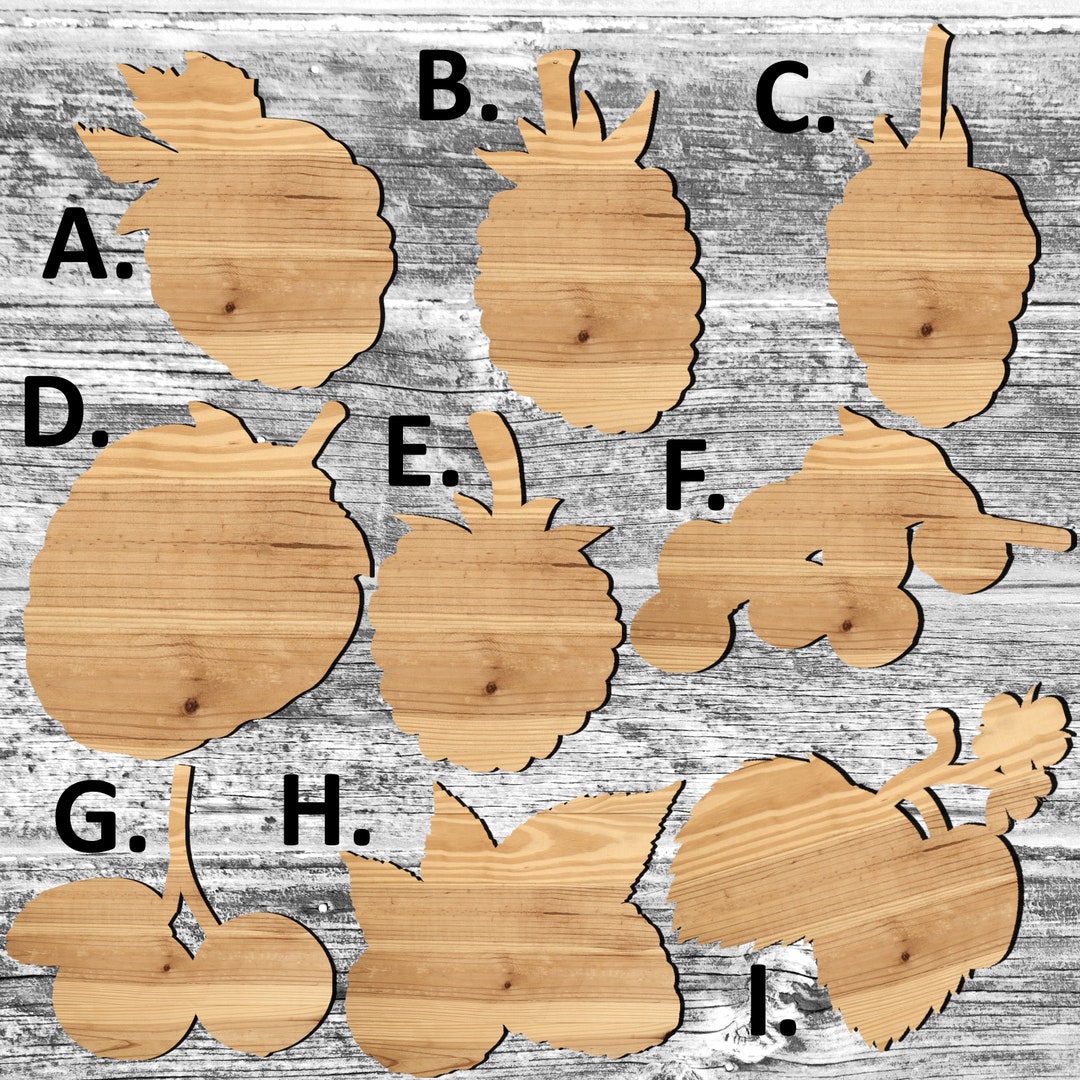Unfinished Strawberry Blackberry Grape Berry or Painted Wood Cutouts ...