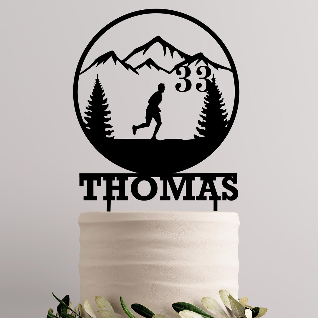 Running Man Cake Topper, Male Runner Name Topper, Custom Topper ...