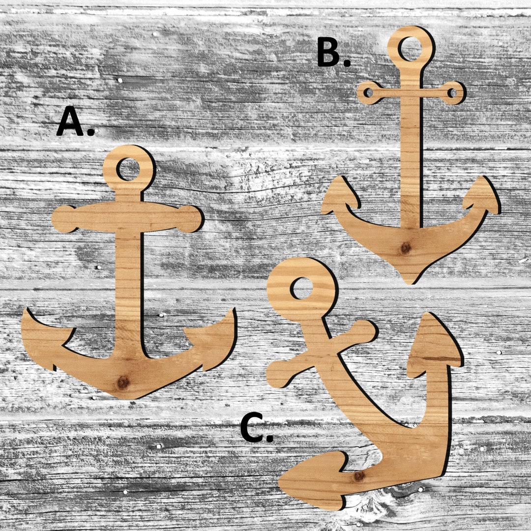 Unfinished Anchor or Painted Wood Cutouts Set, Wooden Anchors, Anchor ...