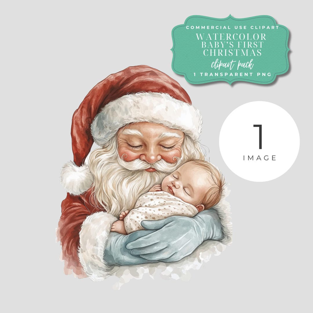 Cute Santa Holding Baby Clipart - Christmas Digital Download - Perfect ...