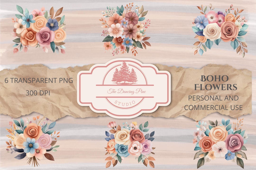 Fall Floral Clipart | Fall Png | Boho Flowers Watercolor | Boho Fall ...